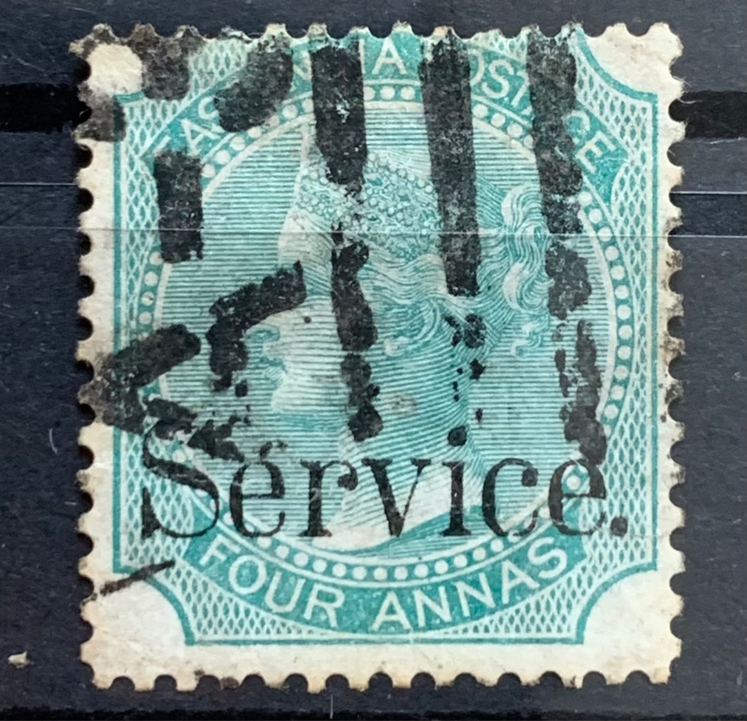 India Queen Victoria stamp 4Anna green with SERVICE overprint, Hobbies ...