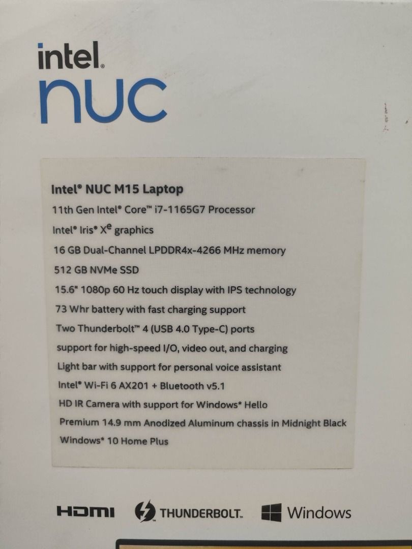 Intel NUC M15 Core i7-11th Gen/16GB/512GB/15.6" 1080P 60hz Touch ...