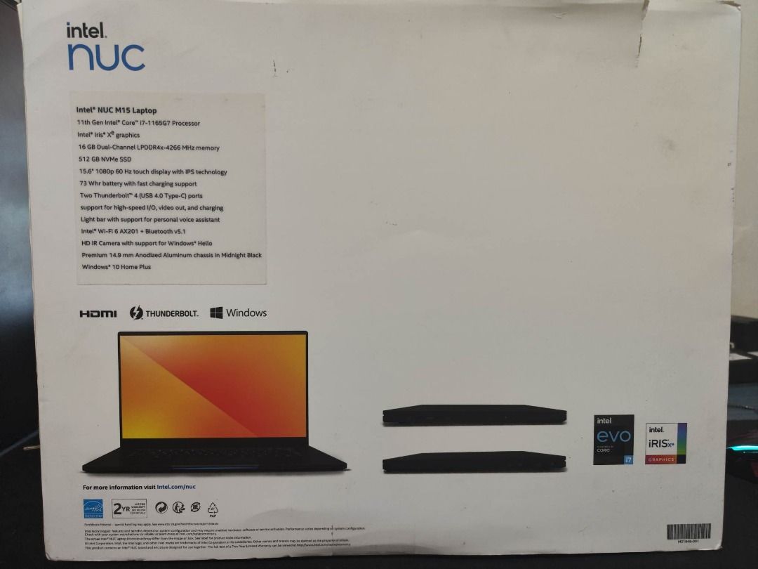 Intel NUC M15 Core i7-11th Gen/16GB/512GB/15.6" 1080P 60hz Touch ...