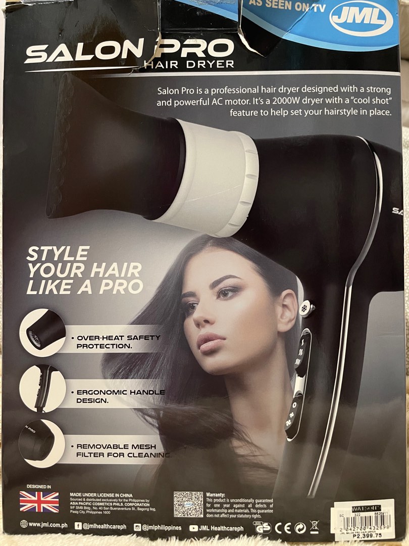 JML Salon Pro Hair Dryer, Beauty & Personal Care, Hair on Carousell
