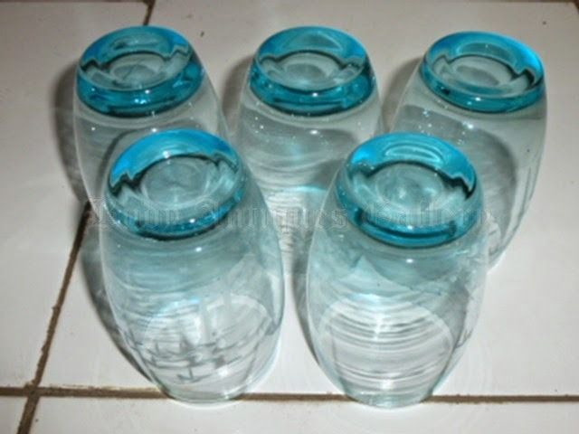 NOS Gelas Kristal Biru Tempo Dulu Motif Gravir (Set 5), Perabotan Rumah ...