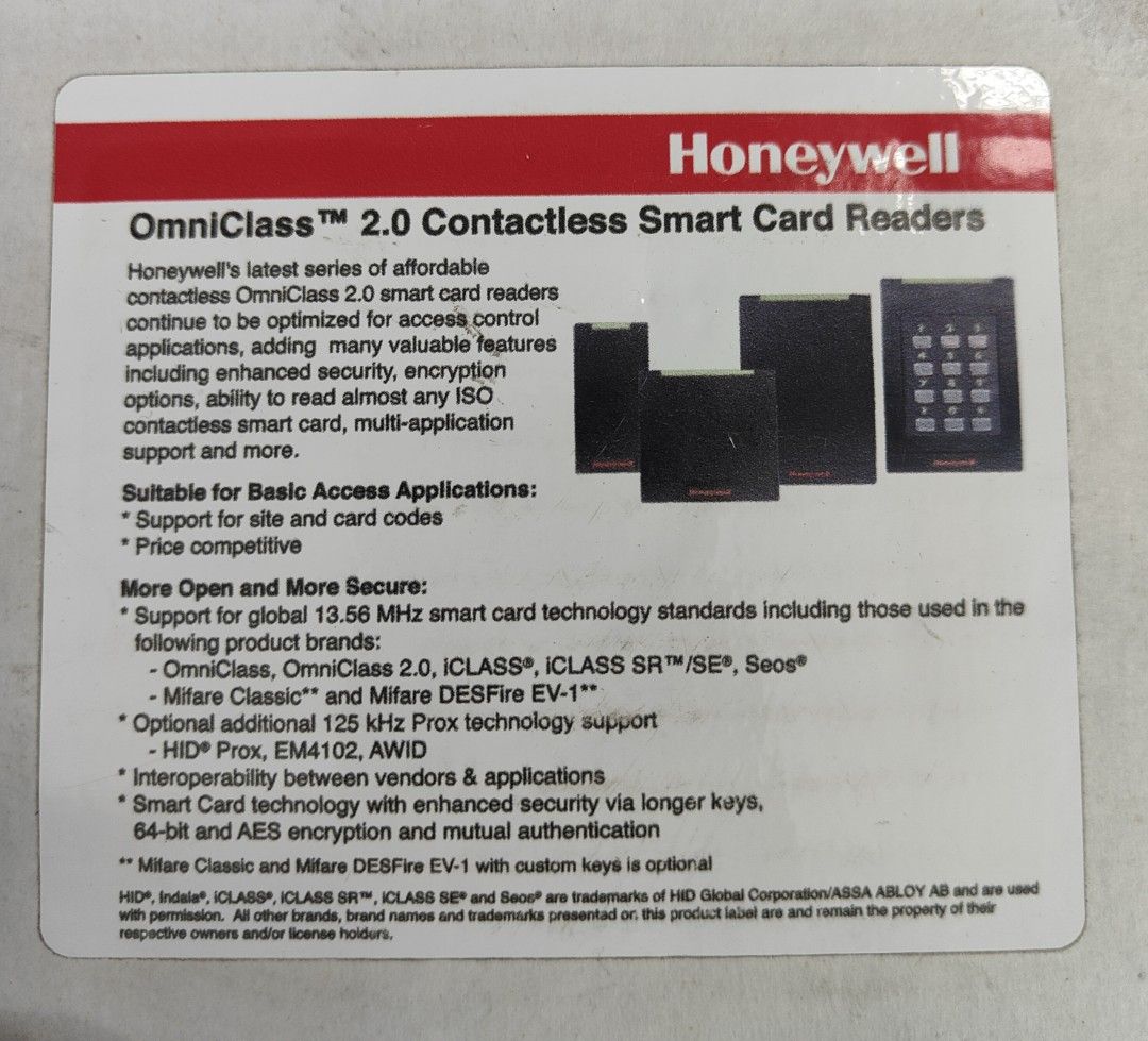 HONEYWELL OM40 OmniClass 2.0 Wall Switch Reader, Furniture & Home ...