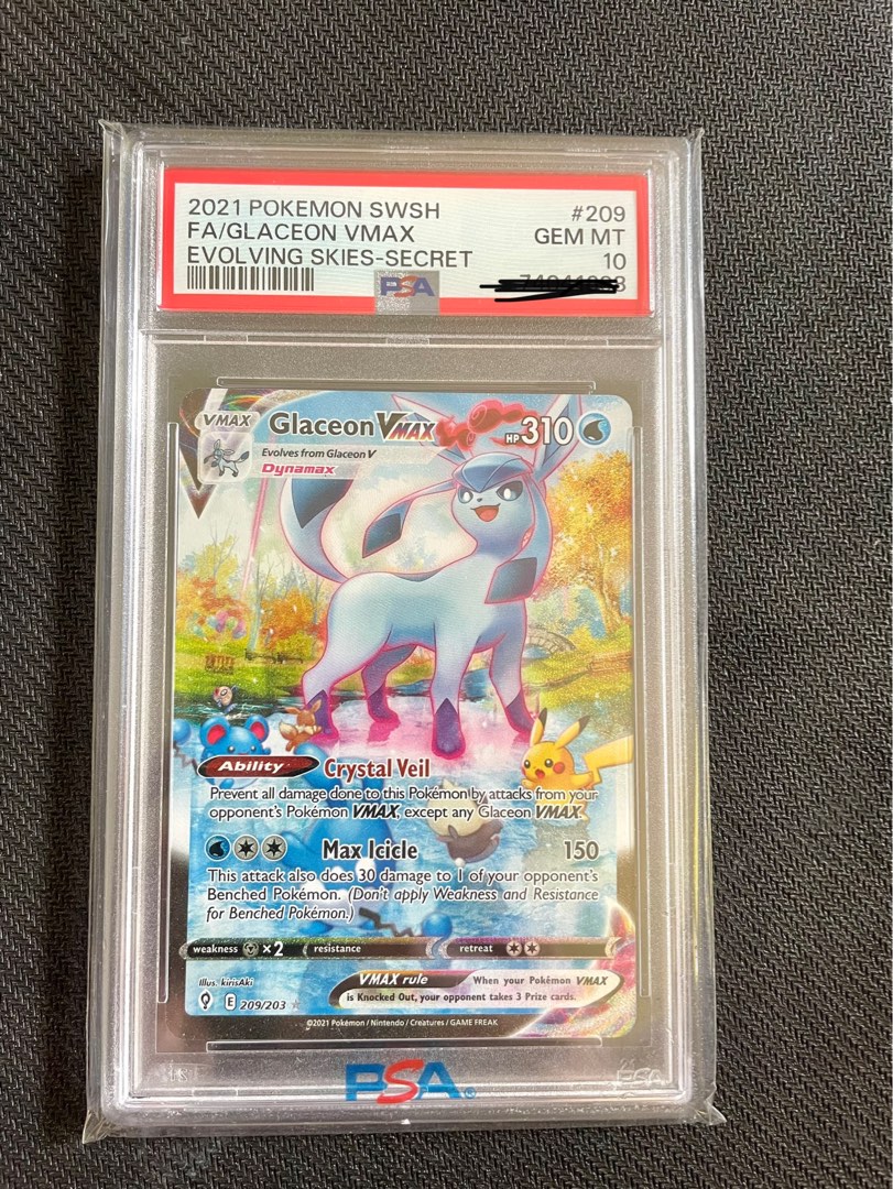 Pokemon Glaceon VMAx evolving skies alternate art AA PSA 10, Hobbies ...