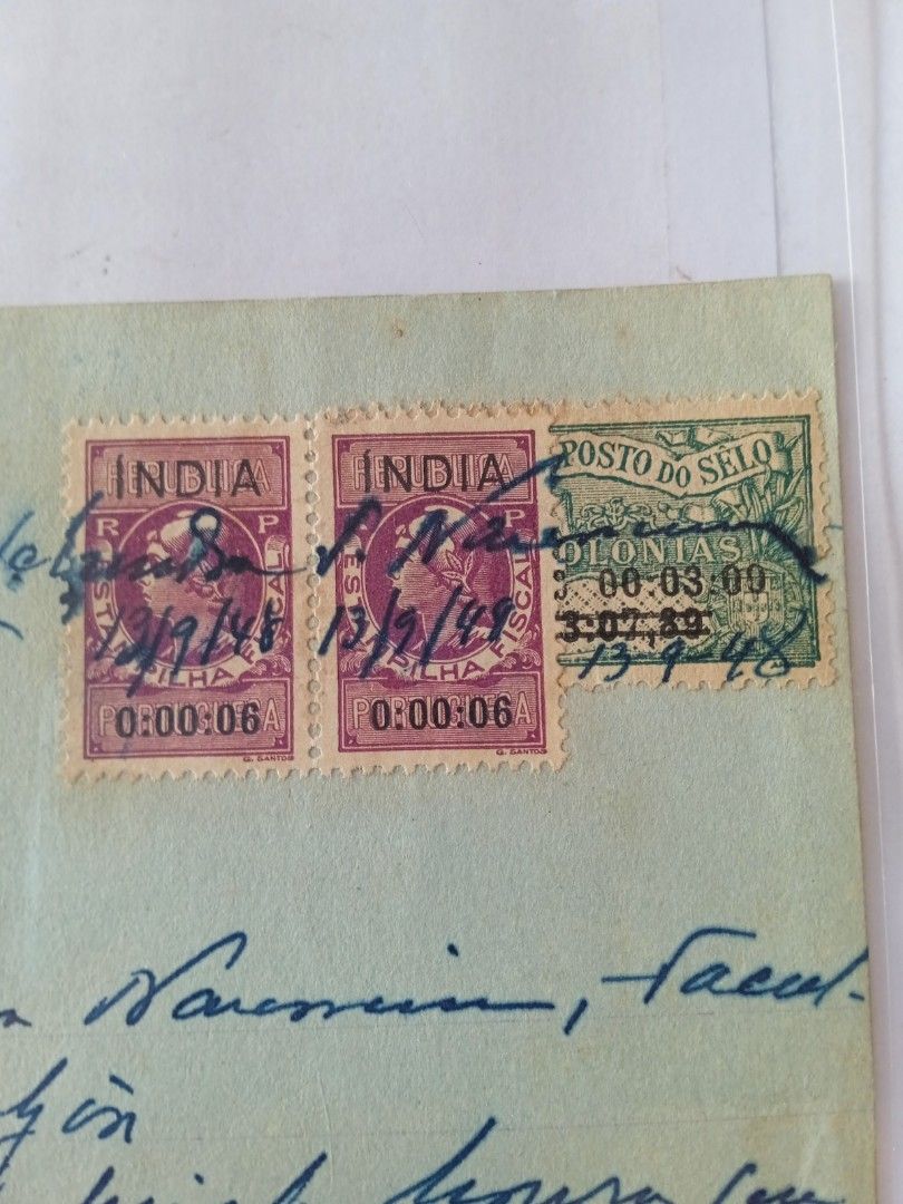 PORTUGUESE INDIA Stamp Papers ( Bond Paper) many with additional stamps ...