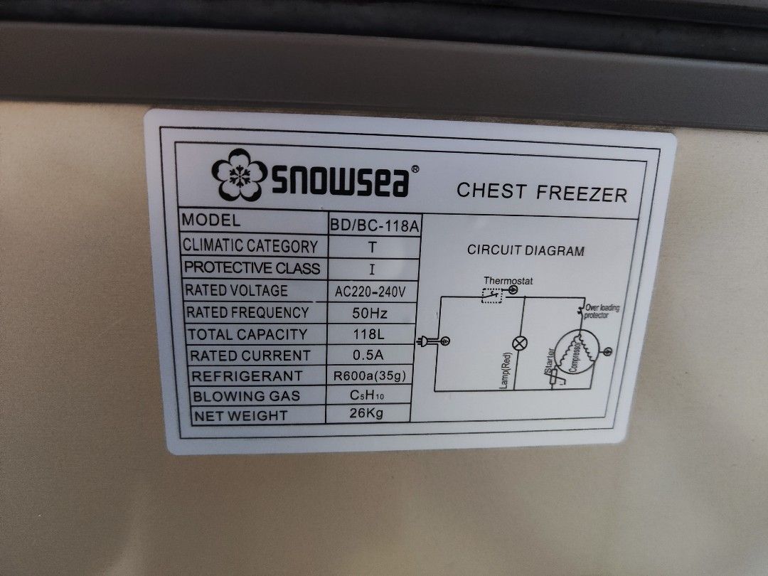 Powerpac X Snowsea 118 litre chest freezer, TV & Home Appliances ...
