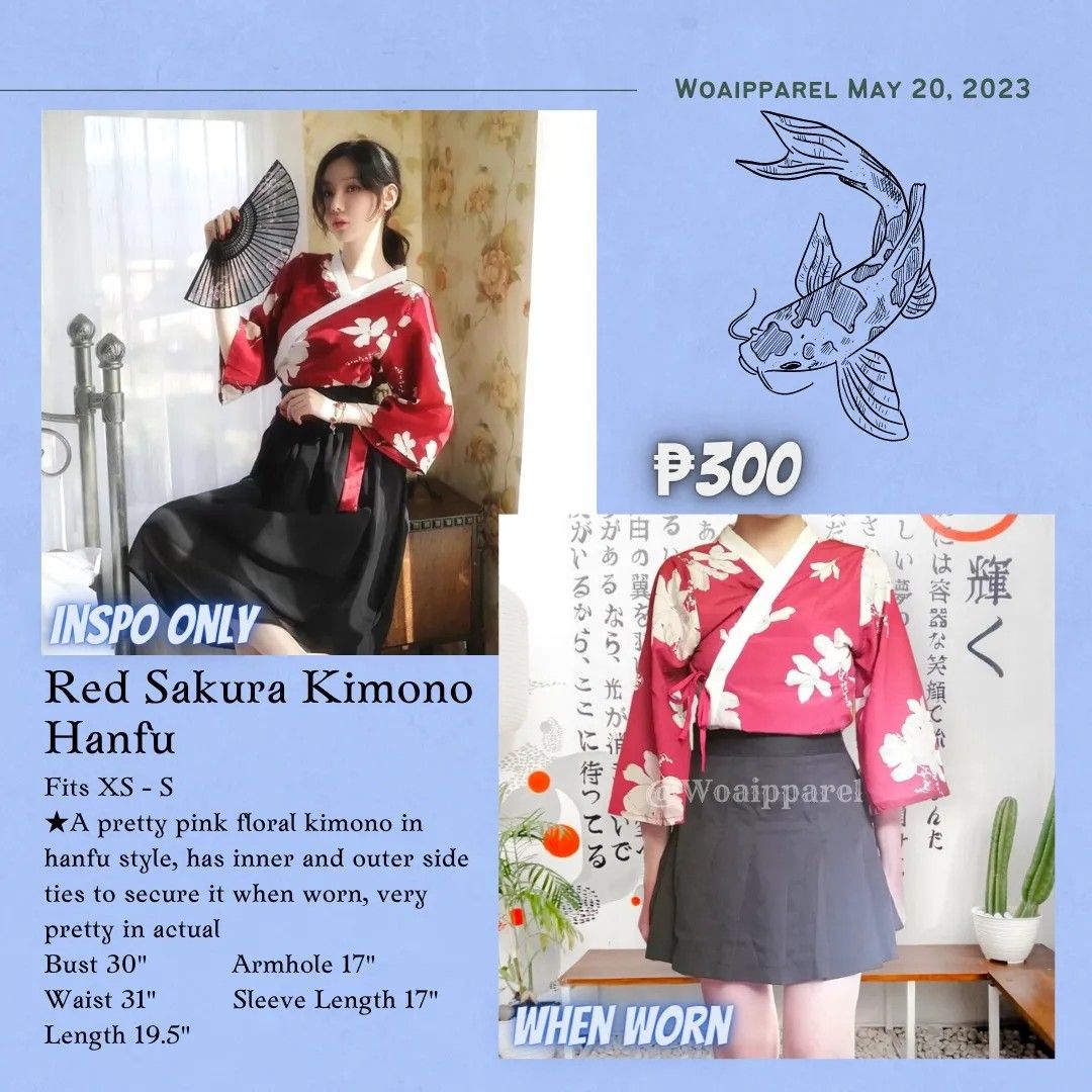 Red Sakura Kimono Hanfu Haori Japanese Cover-up on Carousell