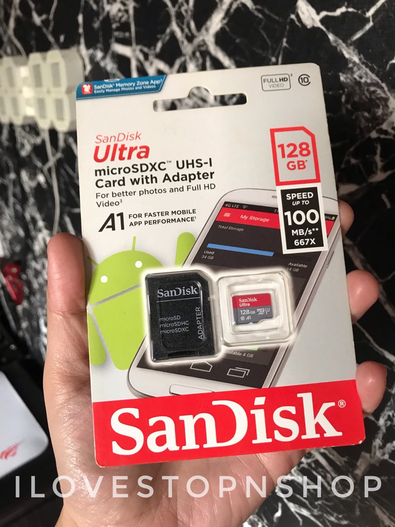 SanDisk Ultra 128GB UHS-I Class 10 MicroSDXC Memory Card 100MB/s with ...