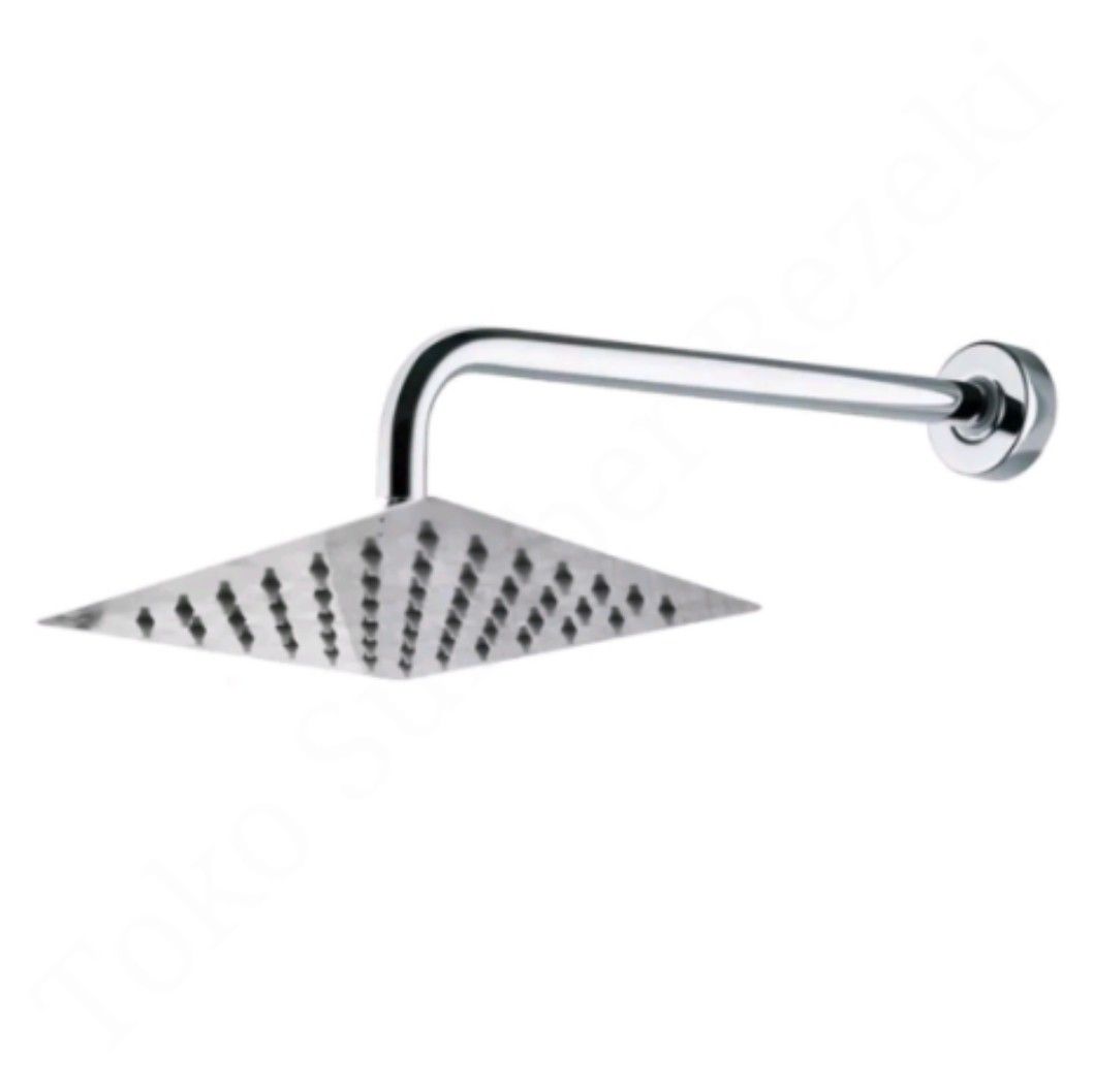 Shower Arm Air Hujan Kran Tiang Rainfall Stainless Steel Tembok Kotak ...