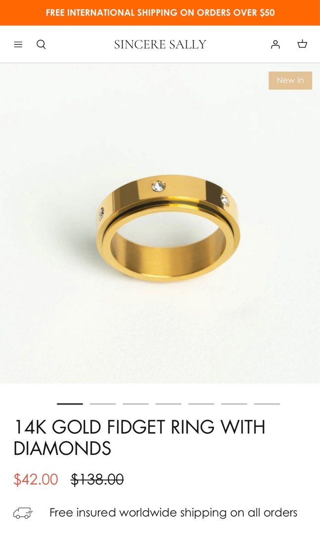 Sincere Sally 14k Gold Fidget Ring, Women's Fashion, Jewelry ...