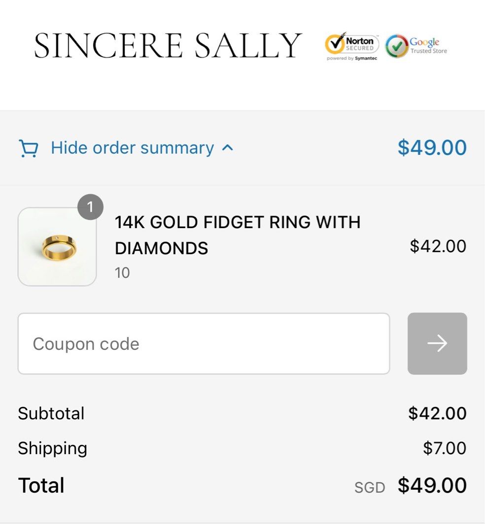 Sincere Sally 14k Gold Fidget Ring, Women's Fashion, Jewelry ...