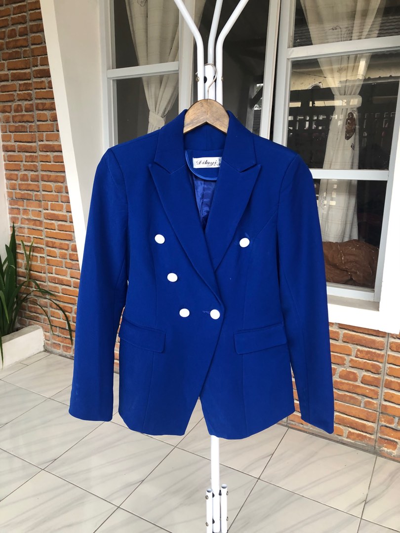 Super Premium Electric Blue Blazer, Fesyen Wanita, Pakaian Wanita ...