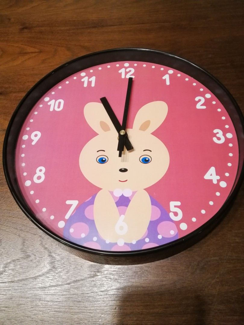 Wall Clock // bunny design //kids clock, Furniture & Home Living, Home ...