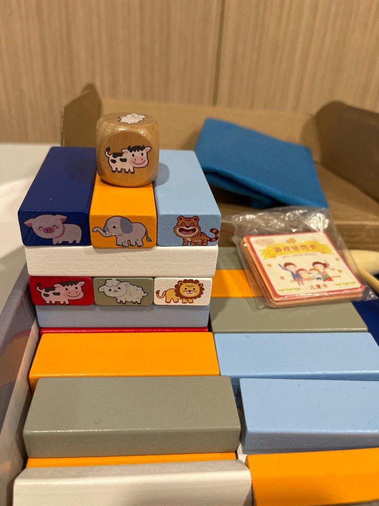 Wooden Jenga Animal Blocks, Hobbies & Toys, Toys & Games on Carousell