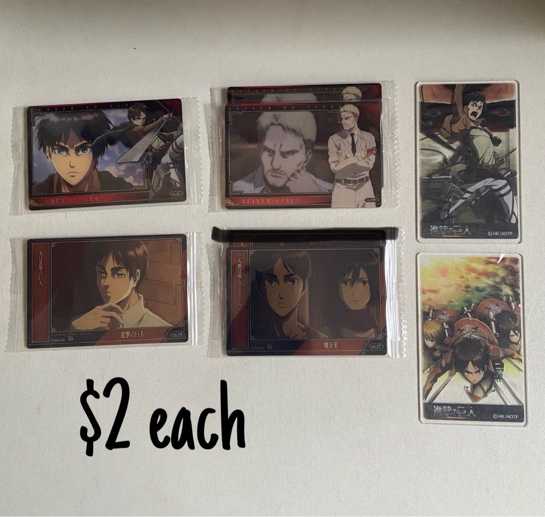 [wts/wtt] attack on titan/aot wafer cards, acrylic cards, clear ...