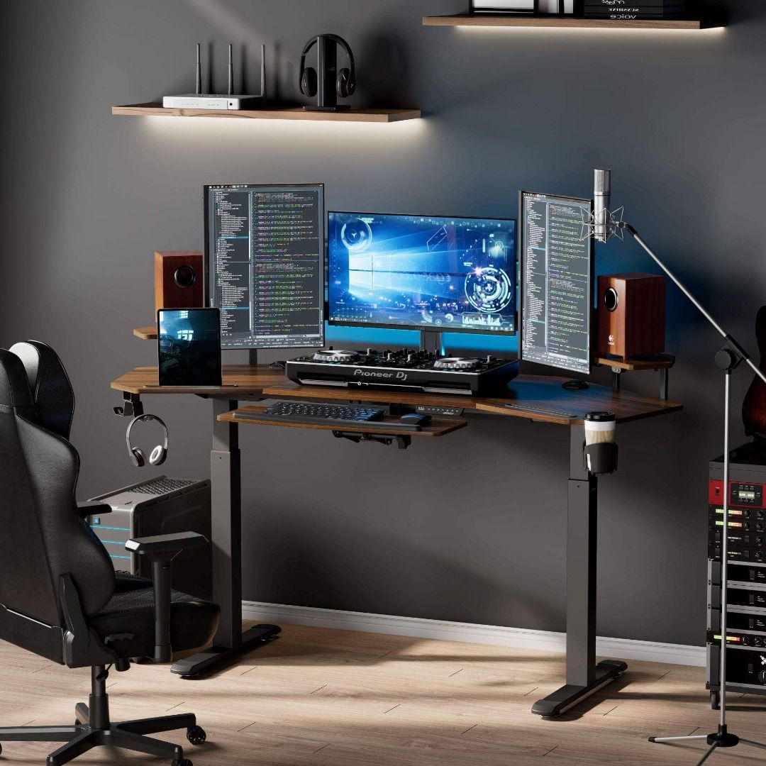 72'' Electric Standing Desk Keyboard Tray, Large Wing Shaped Studio ...