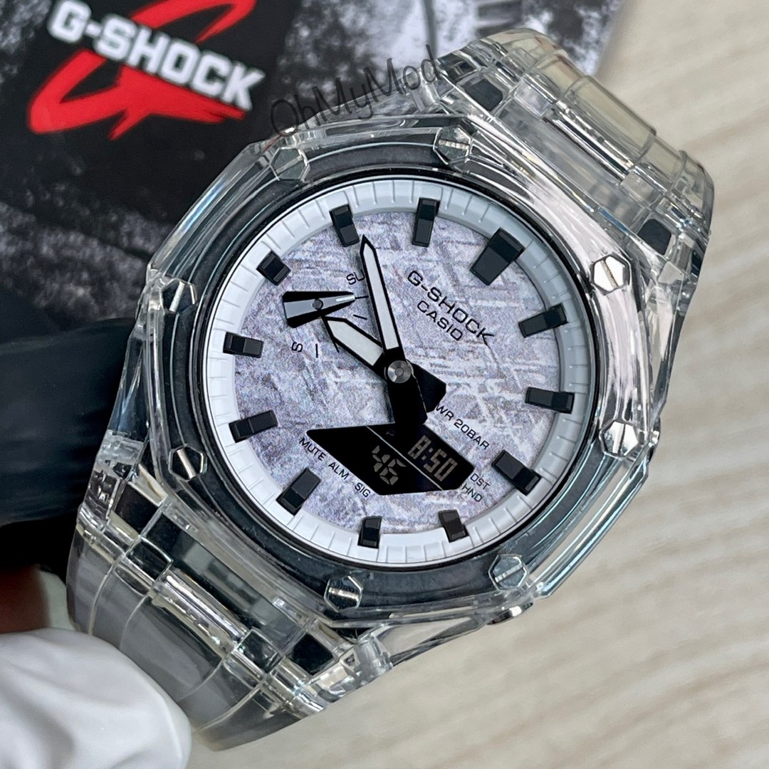 ☄️ Grey Meteorite Dial with Transparent Bezel transparent Strap CasiOak ...