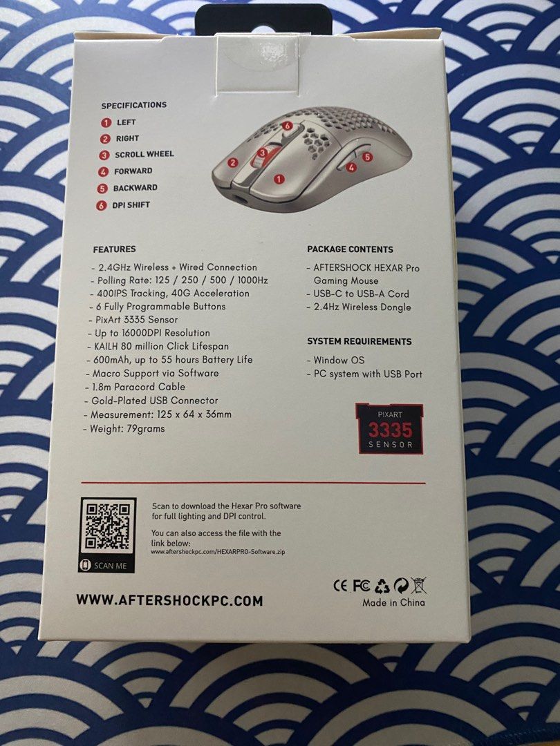 Aftershock Hexar Pro Wireless Gaming Mouse(White), Computers & Tech ...