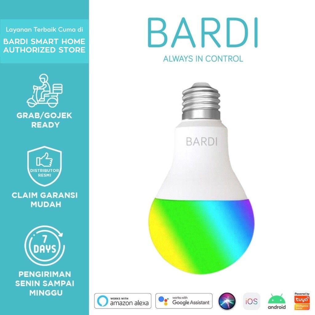 BARDI Lampu 12W / 9W WiFi+BT / 9W BT Only (Bluetooth) Smart Light LED Bulb Beacon Bohlam Lampu ...