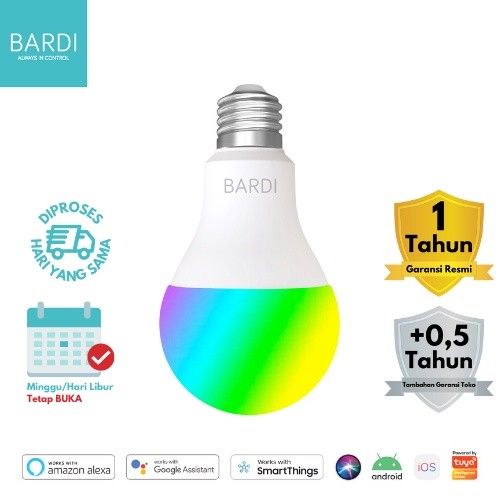 BARDI Lampu 12W / 9W WiFi+BT / 9W BT Only (Bluetooth) Smart Light LED Bulb Beacon Bohlam Lampu ...