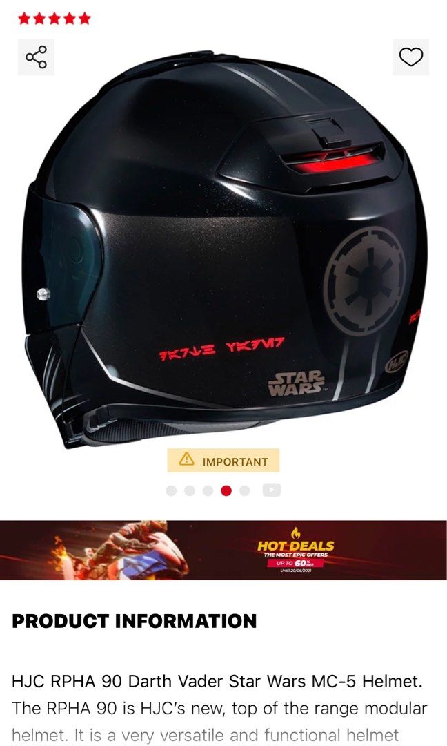 Brand New Collector Helmet-HJC RPHA90 DARTH VADER with SENA 5S ...