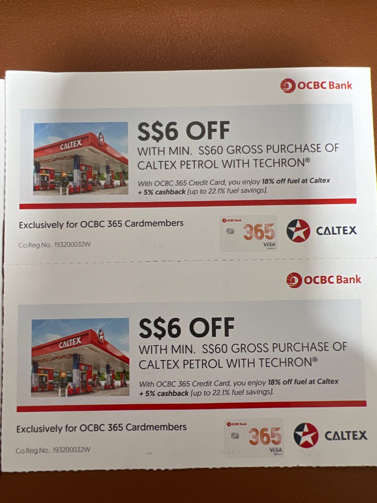 Caltex voucher OCBC, Tickets & Vouchers, Vouchers on Carousell