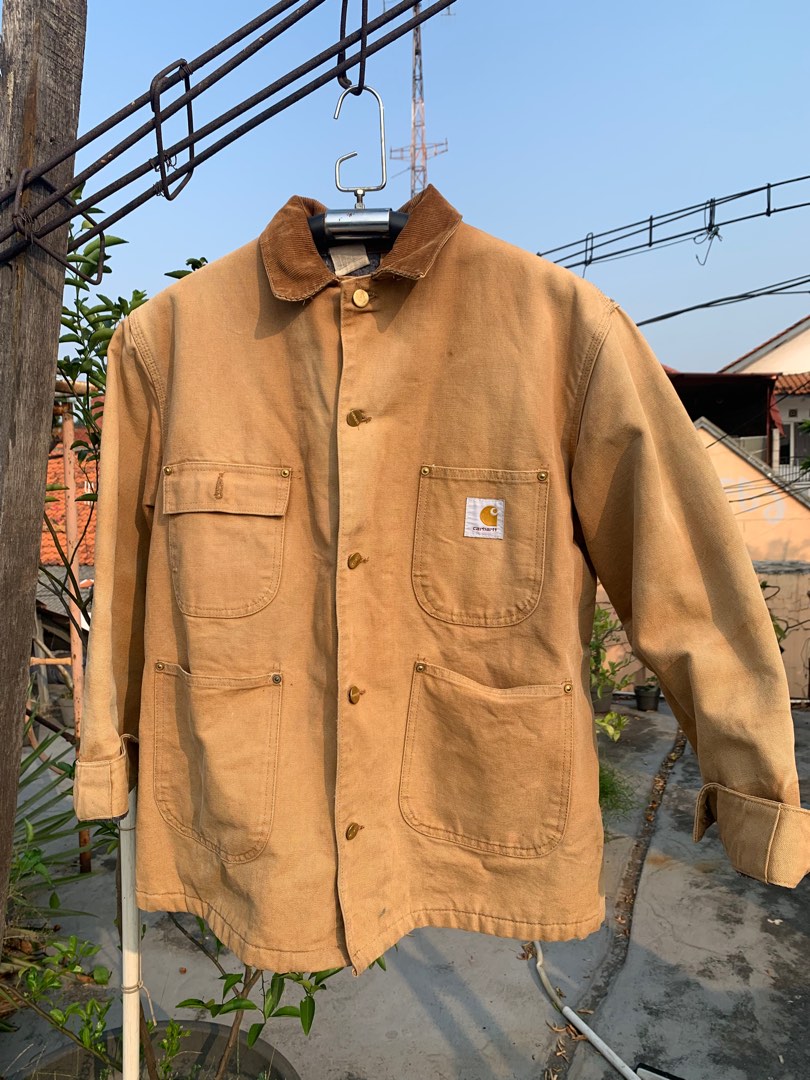 Carhartt duck chore jacket (detroit vintage), Fesyen Pria, Pakaian ...