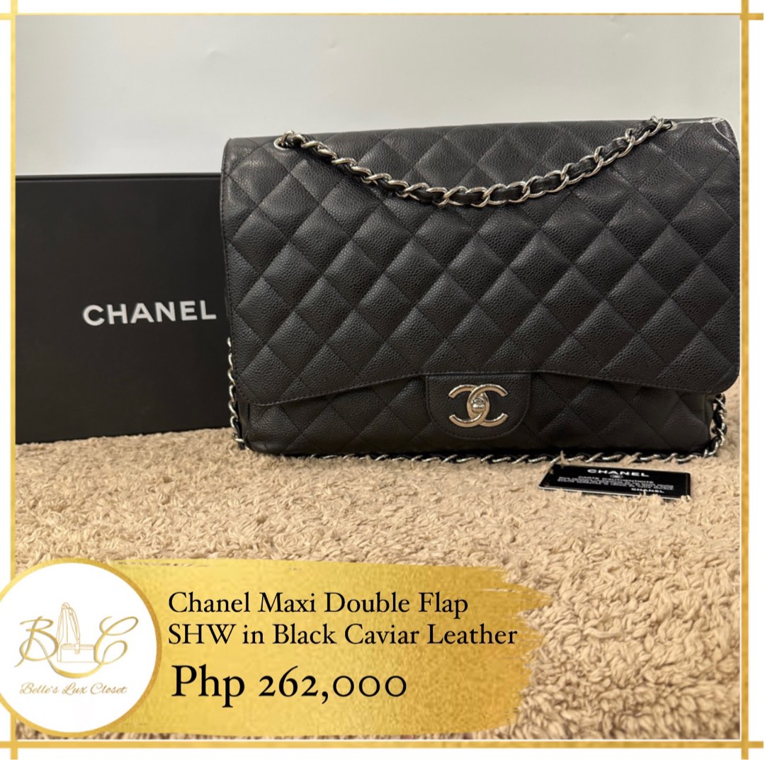 Chanel Maxi Double Flap SHW Black Caviar, Luxury, Bags & Wallets on ...
