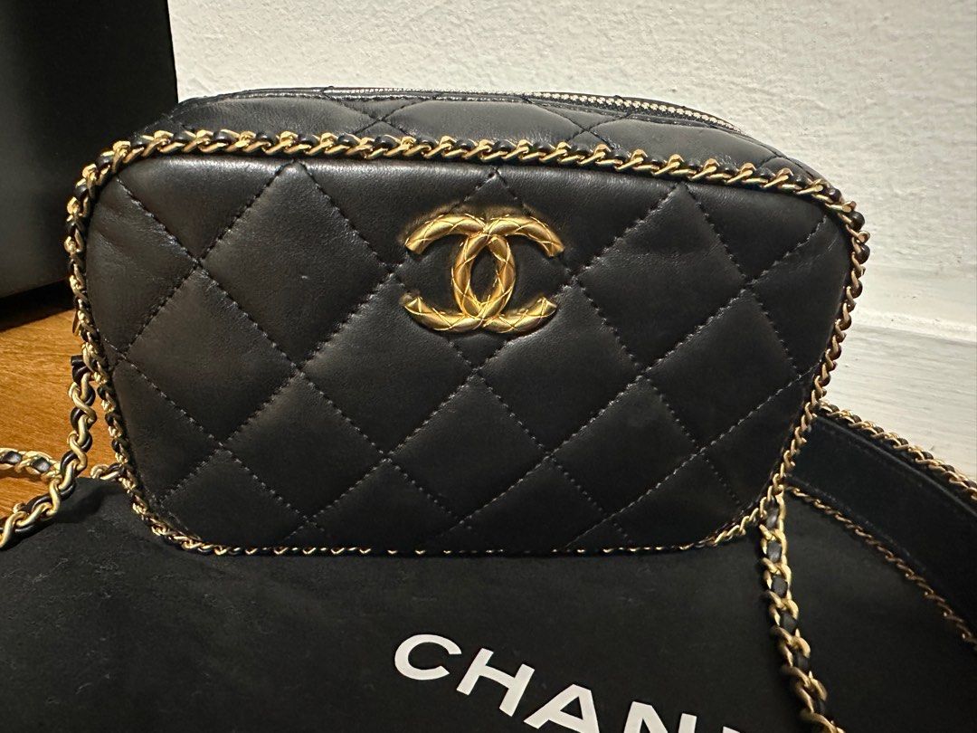 Chanel mini camera bag black, Luxury, Bags & Wallets on Carousell