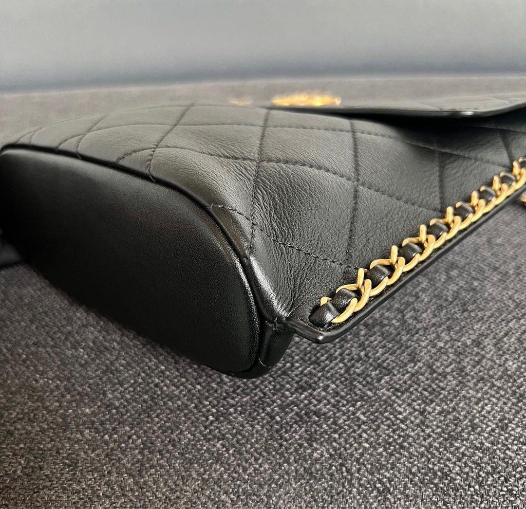 Chanel Side Chain Flap Lambskin Black / Ghw, Luxury, Bags & Wallets on ...