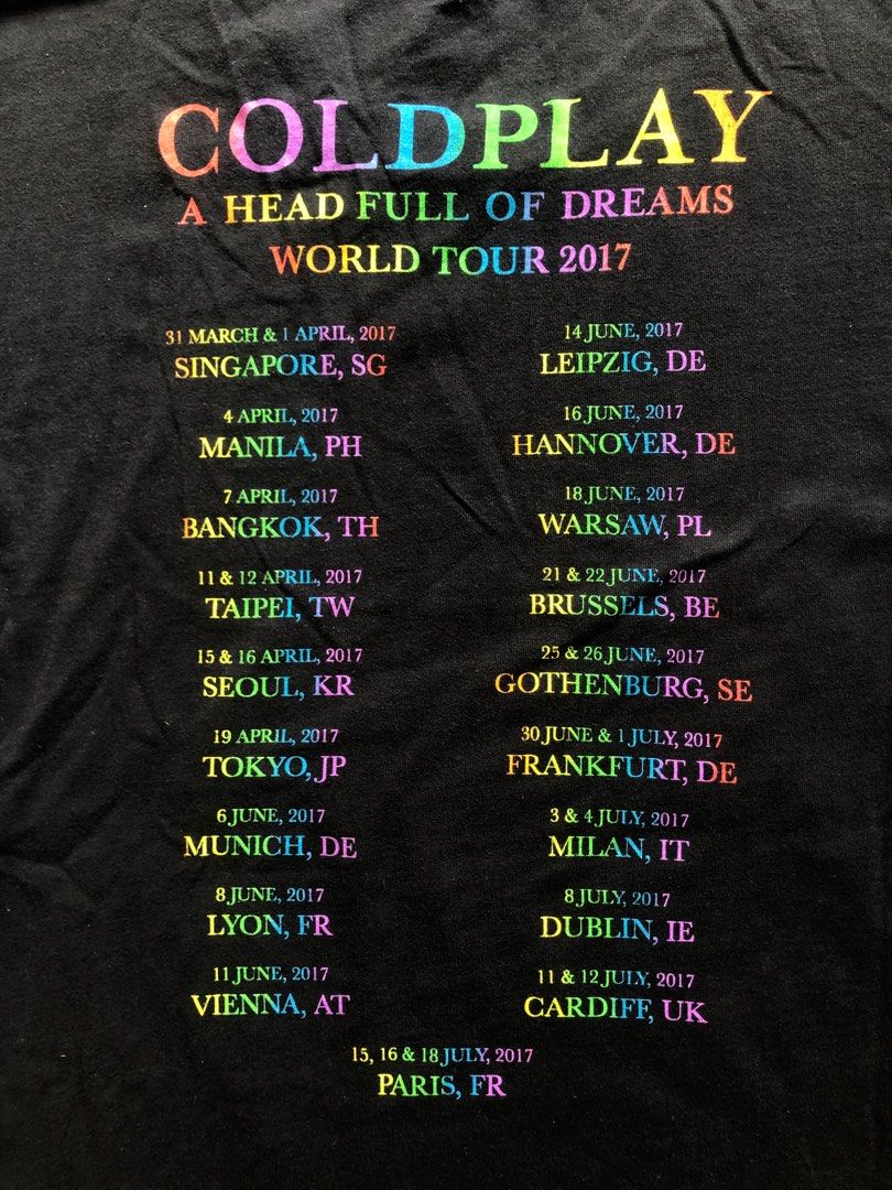 Coldplay Official Merchandise Of Australian Concert, Fesyen Pria ...