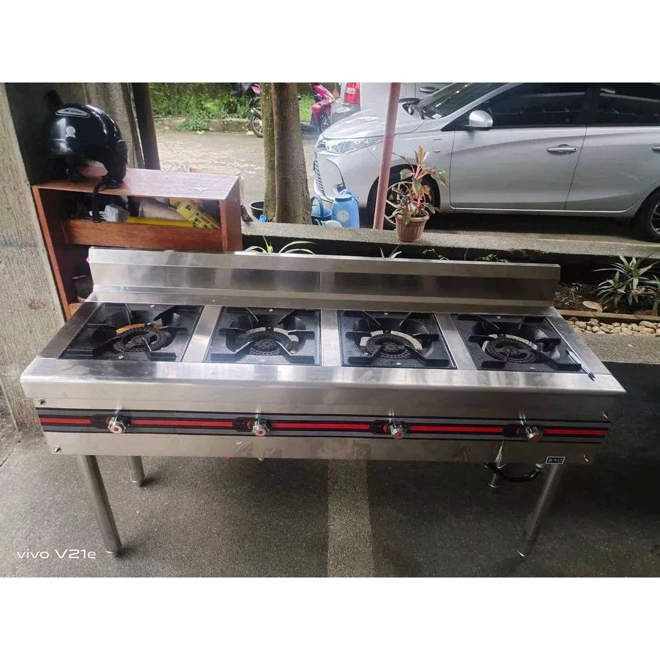 Commercial Gas Burner 4 Burner with Stand 145x50cm, Furniture & Home ...