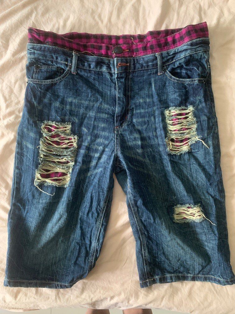 dark blue jorts, Men's Fashion, Bottoms, Shorts on Carousell