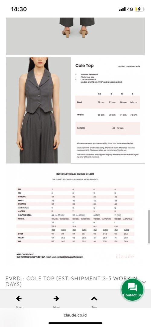 Everyday Claude Cole Top in GREY, Fesyen Wanita, Pakaian Wanita, Atasan ...