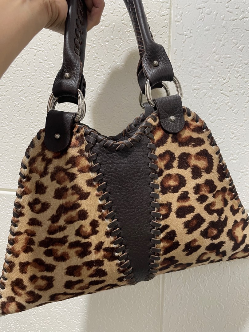 Fendi Pony Hair Leopard 'Devil Trapezio' Satchel, Women's Fashion, Bags ...