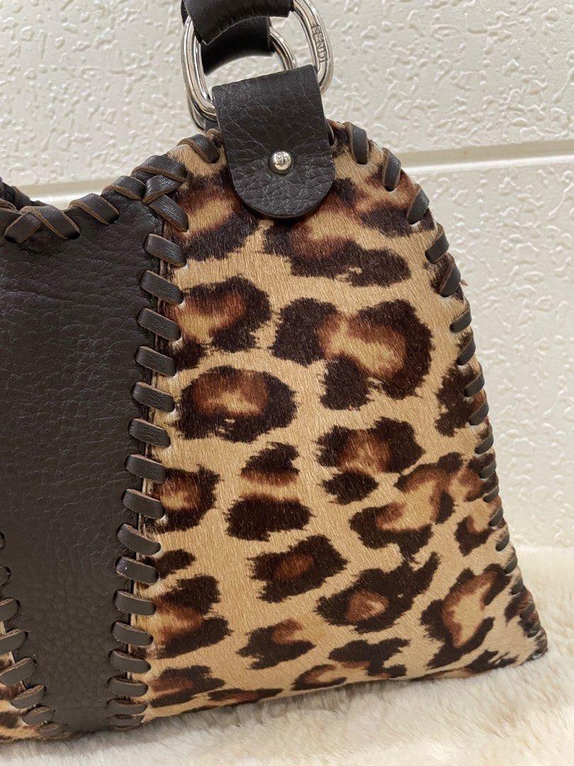 Fendi Pony Hair Leopard 'Devil Trapezio' Satchel, Women's Fashion, Bags ...