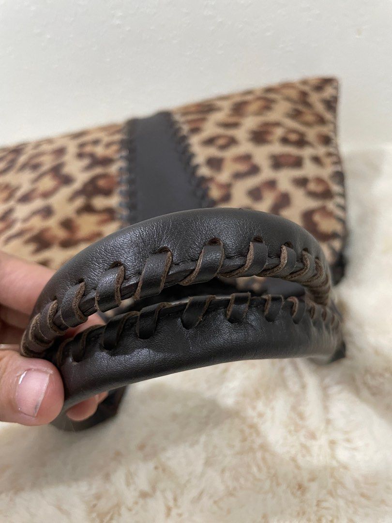 Fendi Pony Hair Leopard 'Devil Trapezio' Satchel, Women's Fashion, Bags ...