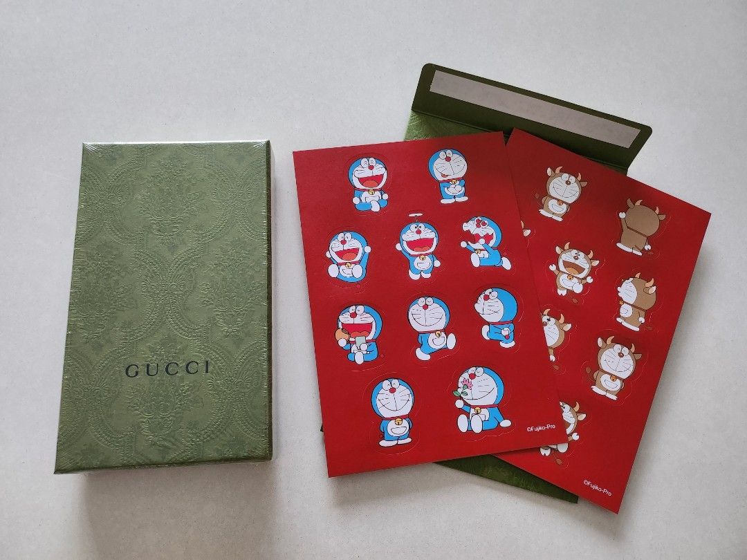 Gucci x Doraemon Red packet and stickers (Rare), Luxury, Accessories on ...
