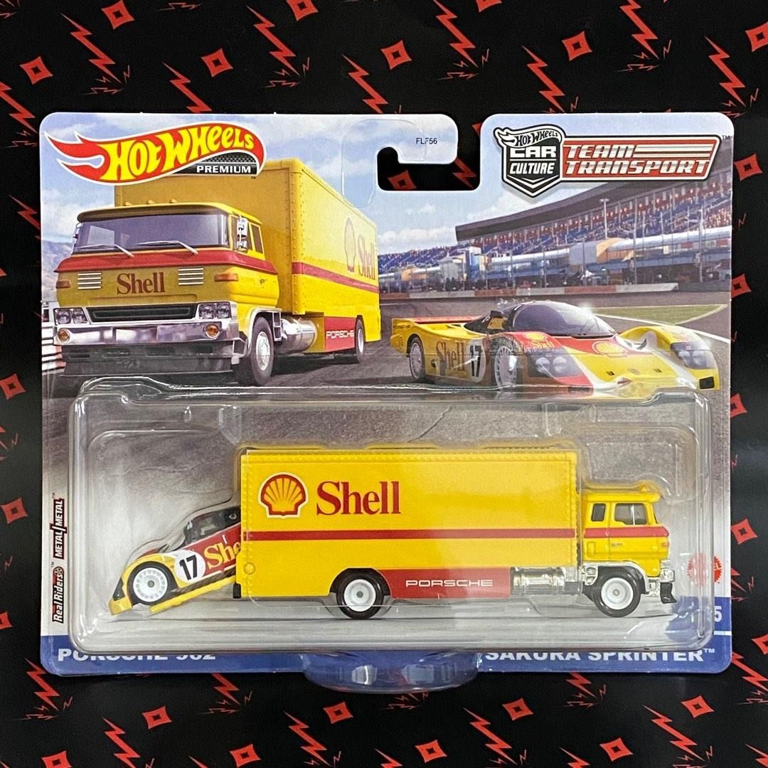 Hot Wheels Team Transport 45 Porsche 962 Shell & Sakura Sprinter ...