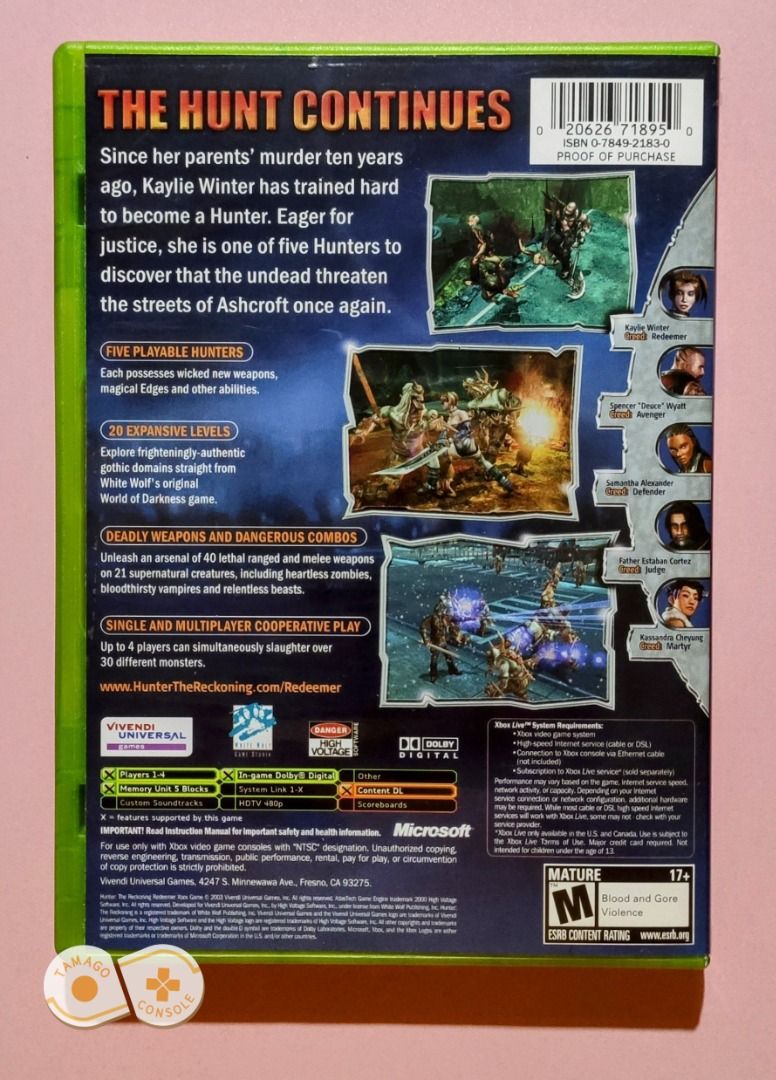 Hunter the Reckoning Redeemer - [OG XBOX Game] [NTSC / ENGLISH Language] [CIB / Complete In Box ...