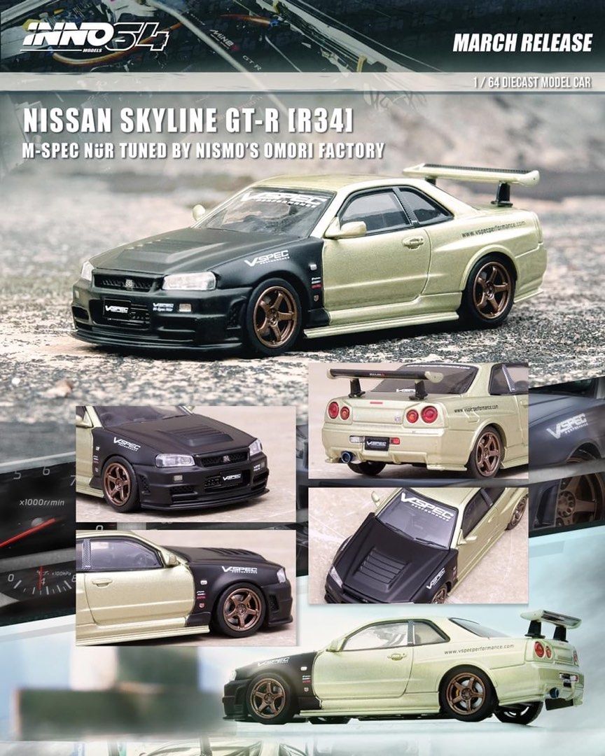 Inno64 1/64 Nissan Skyline R34 GTR M Spec Nur V Spec Performance ...
