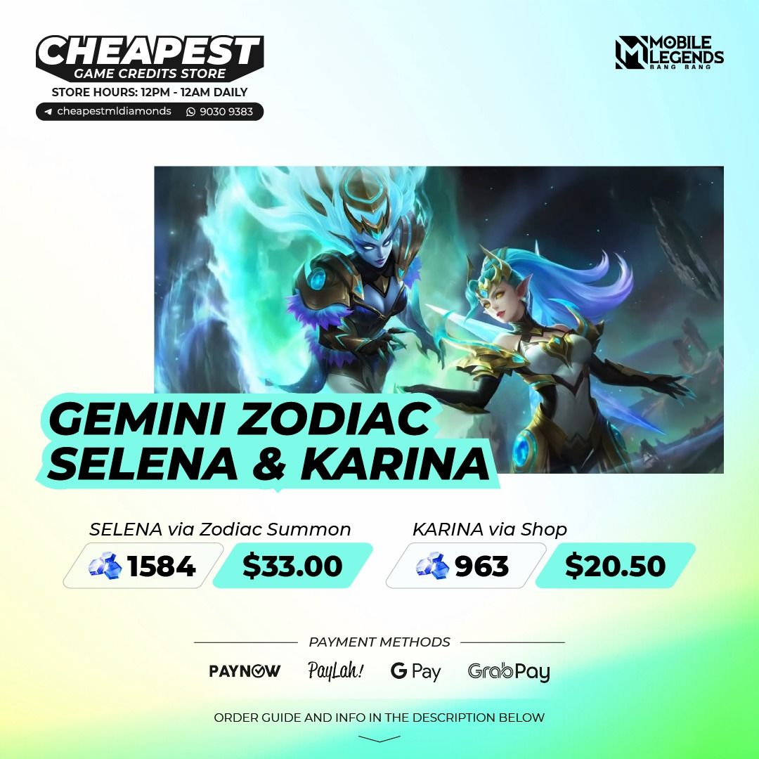 [INSTANT] Gemini Zodiac: Selena & Karina | Cheapest Mobile Legends ...