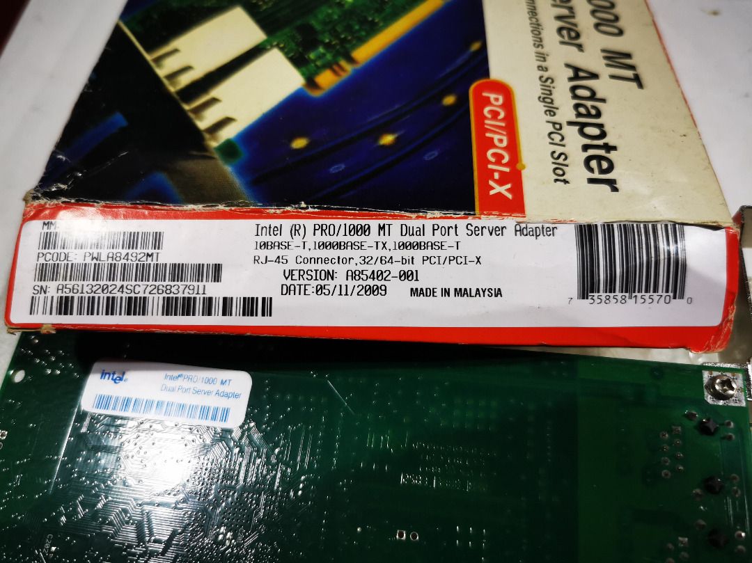 Intel Pro Dual Port Server Network 1Gbps Gigabit RJ45 PCI Adaptor Card ...