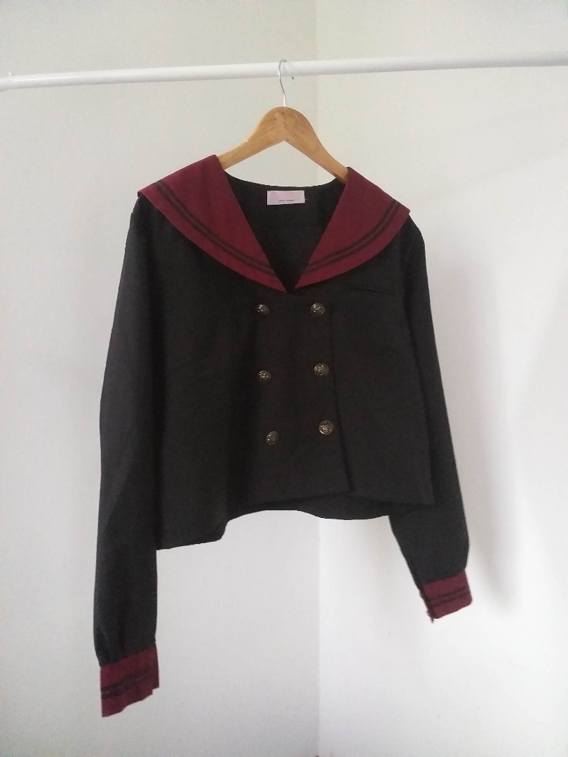 japanase school top uniform black and red on Carousell