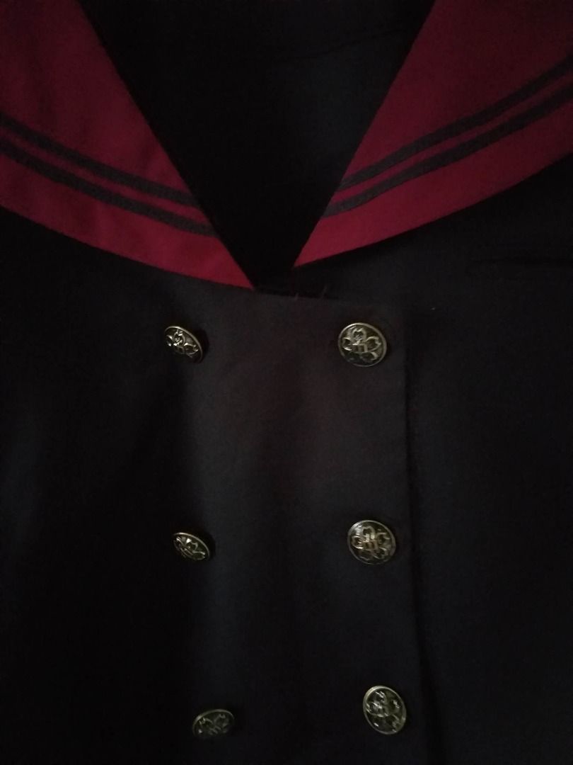 japanase school top uniform black and red on Carousell