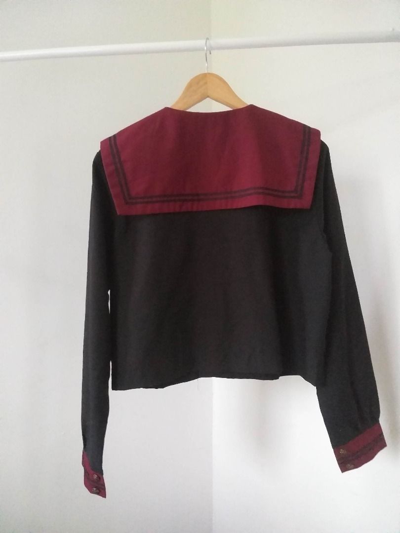 japanase school top uniform black and red on Carousell