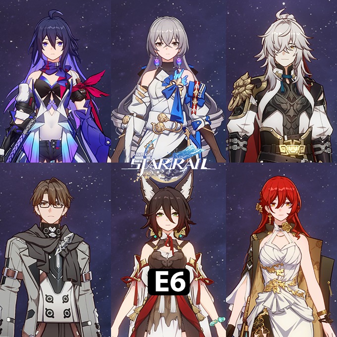 Jing Yuan + Seele + Bronya + Tingyun E6 + Welt + Himeko Honkai Star ...