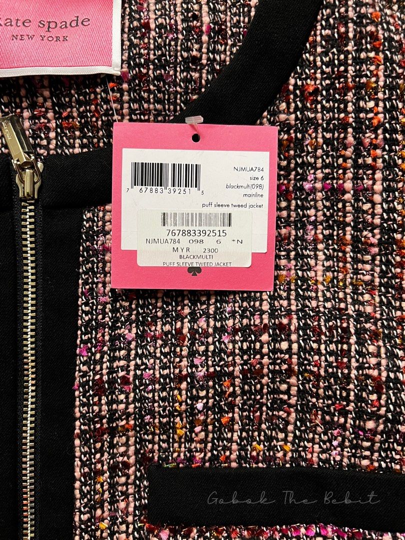 Kate Spade PUFF SLEEVE TWEED JACKET, Women's Fashion, Coats, Jackets ...