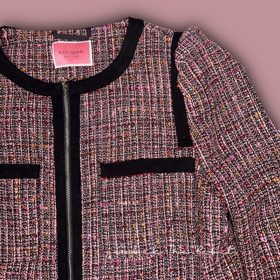 Kate Spade PUFF SLEEVE TWEED JACKET, Women's Fashion, Coats, Jackets ...