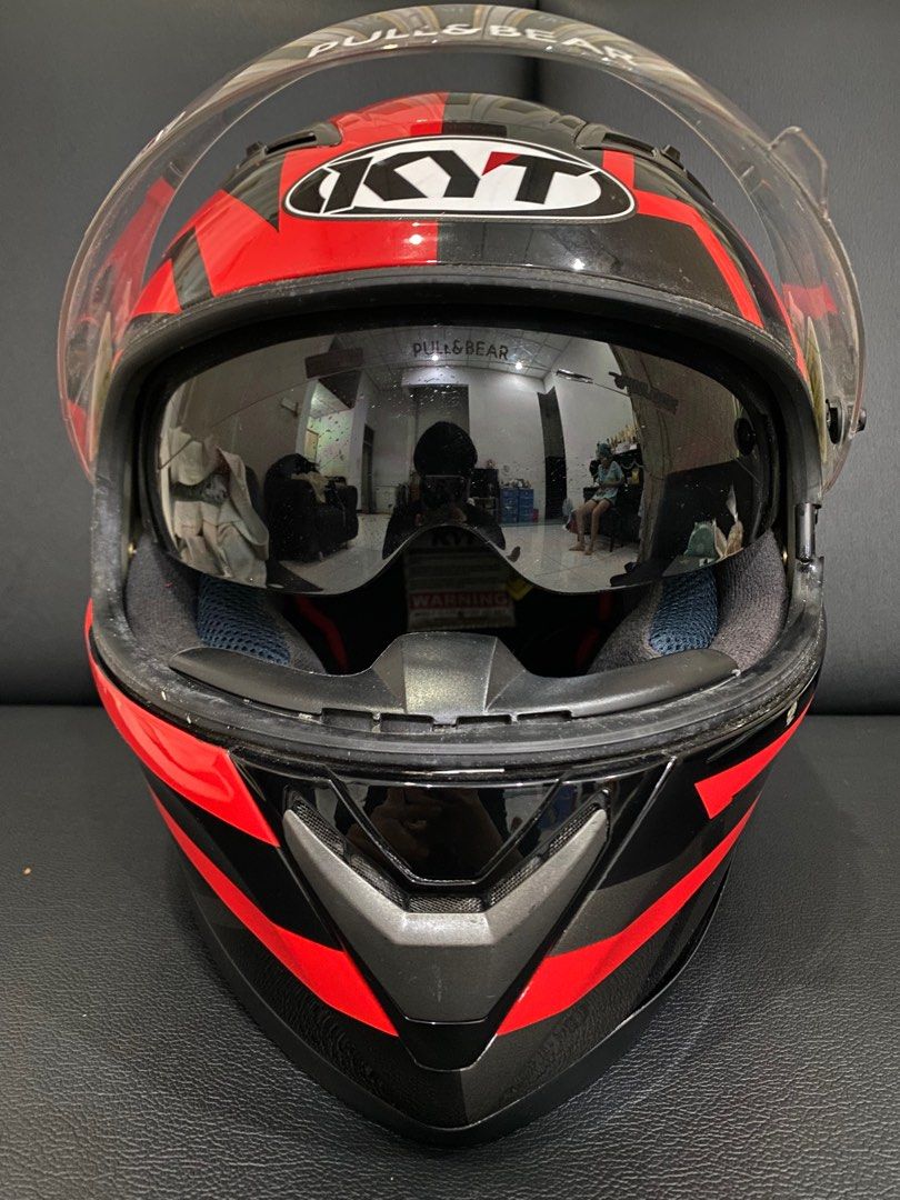 Full face KYT Falcon - red & black, Motor di Carousell