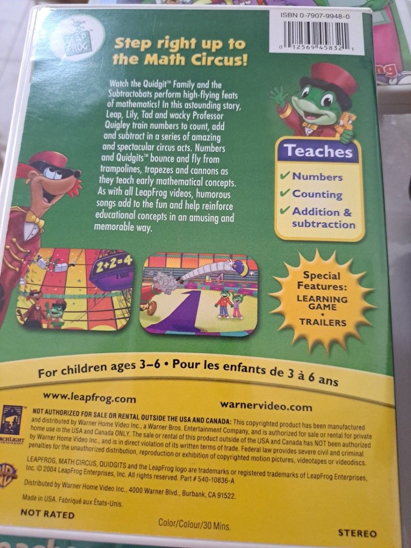 Leap Frog educational dvds - letter factory, math circus, phonics ...
